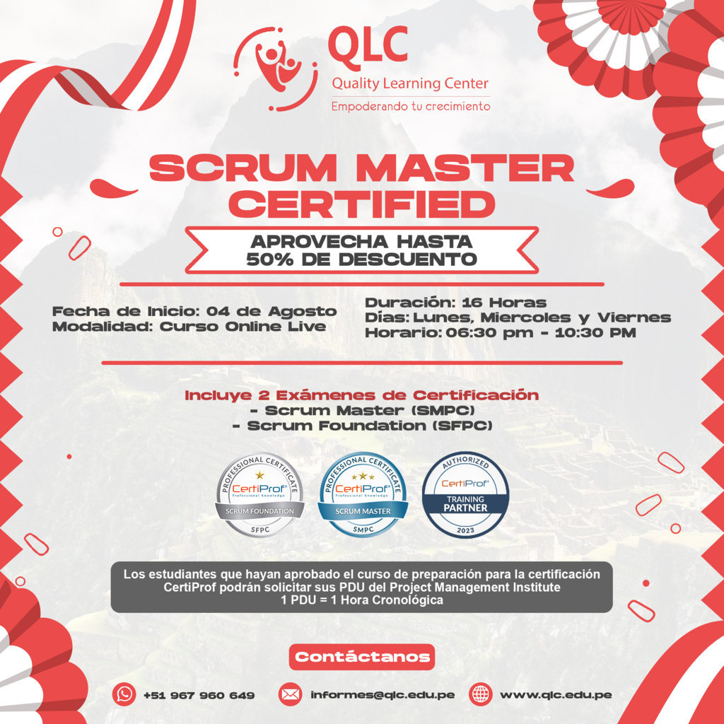 Curso: Scrum Master Certified – QLC – Quality Learning Center